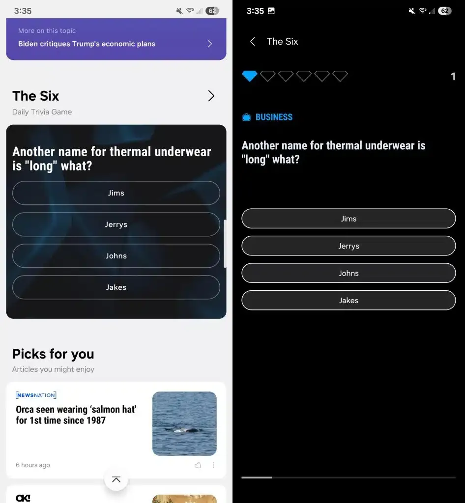Samsung Expands News App with The Six Trivia Game for Galaxy Users ...